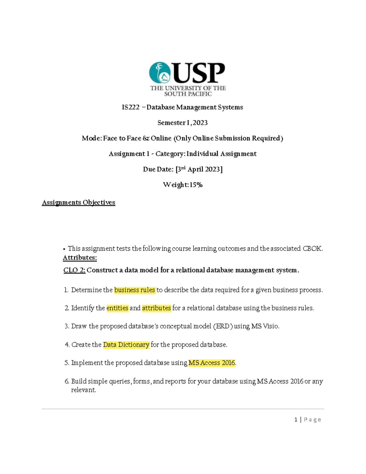 Assignment 1 S12023 - S222 Week 8 Revisiom - 1 | P a g e IS222 ...