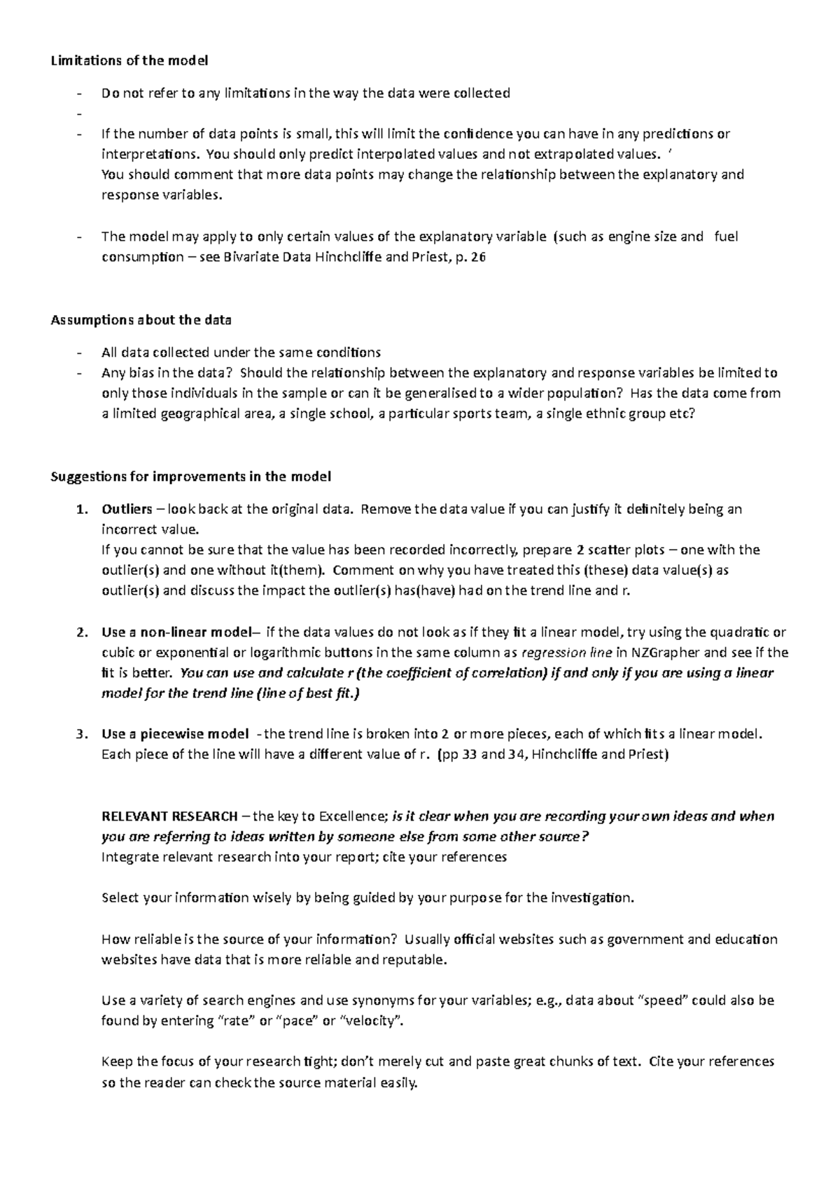 Limitations of the model - You should only predict interpolated values ...