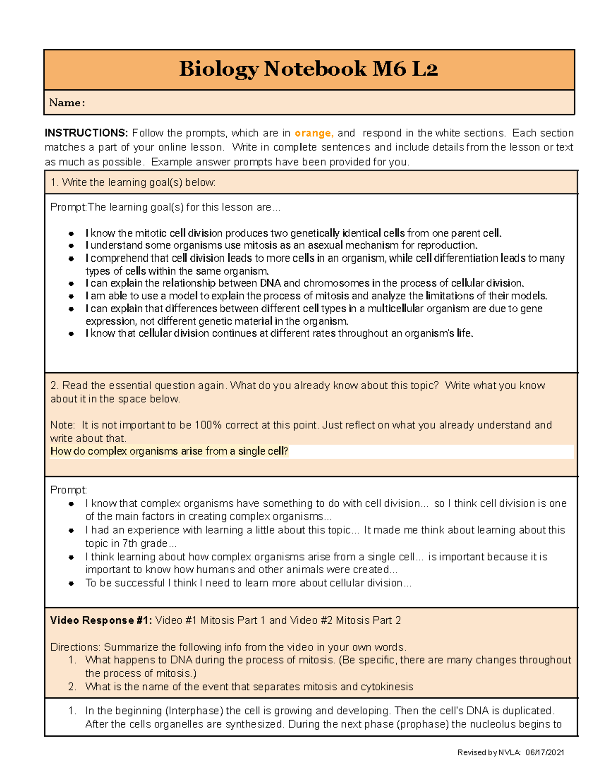 Copy of M6L2 Bio Notebook - Biology Notebook M6 L Name: INSTRUCTIONS ...