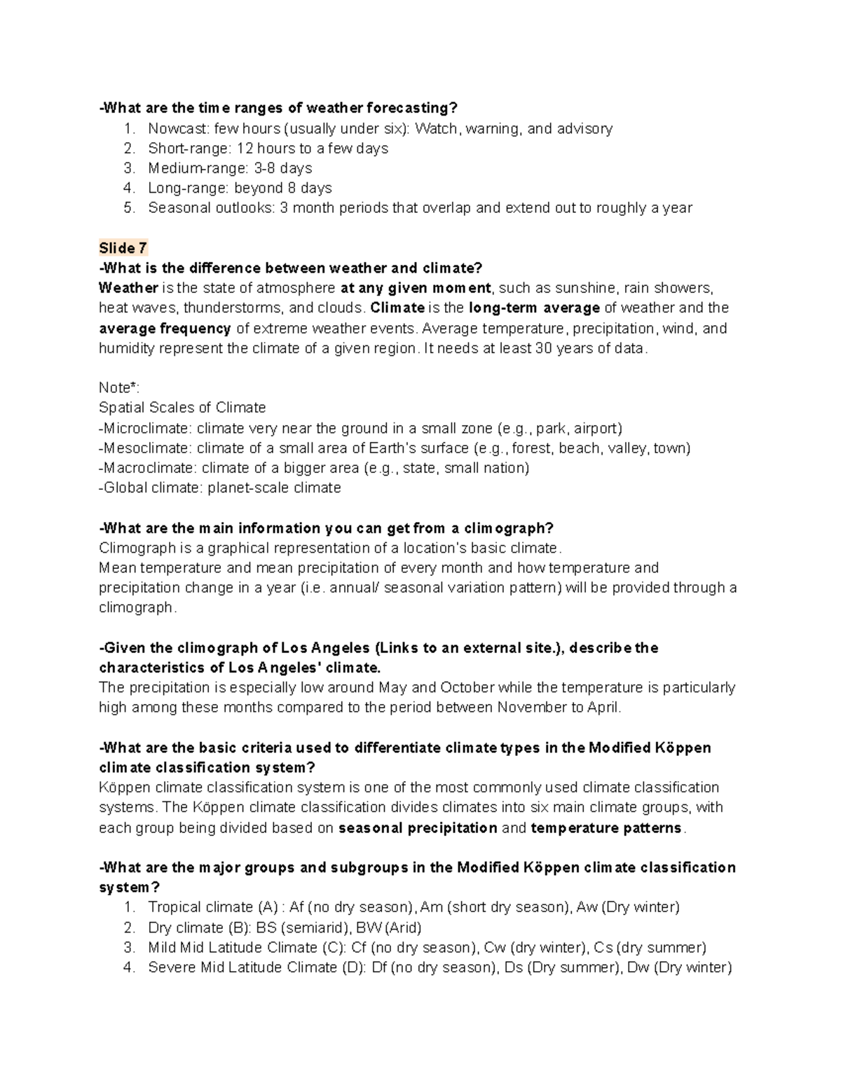 Week 13 summary -What are the time ranges of weather forecasting? 1 ...