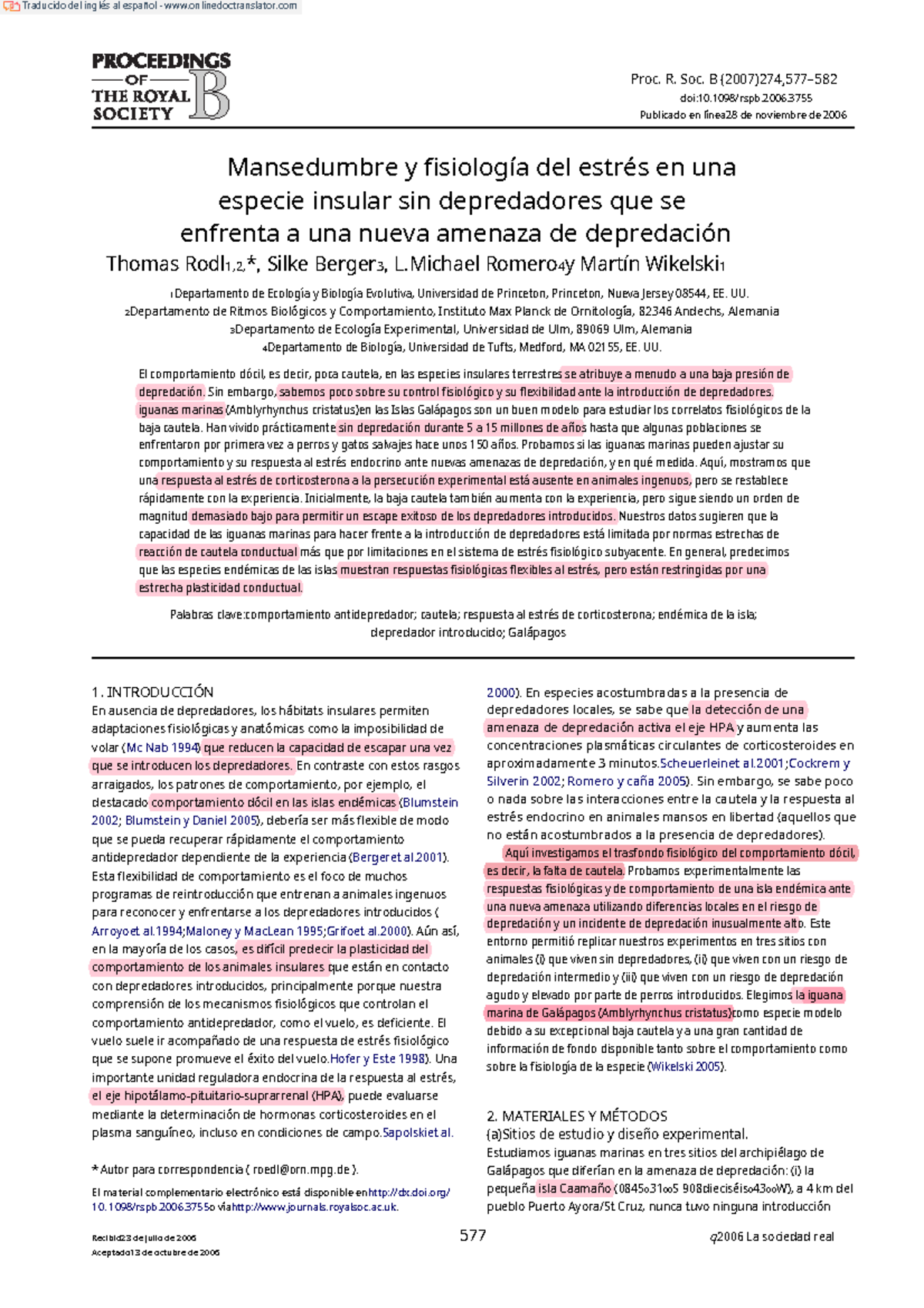 Bioinquizz 2.en.es - Proc. R. Soc. B (2007)274,577– doi:10.1098/rspb ...