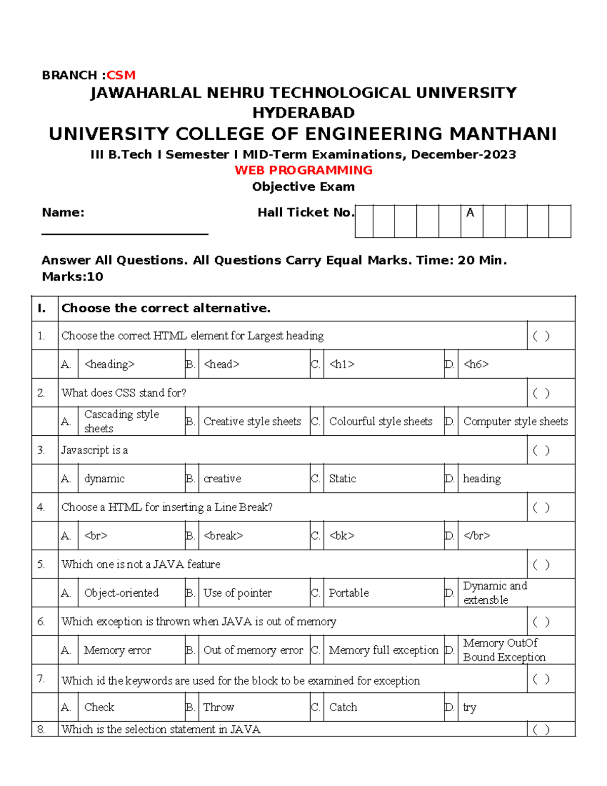 Wp Quiz Question Paper Format 1 1 For Merge Branch Csm