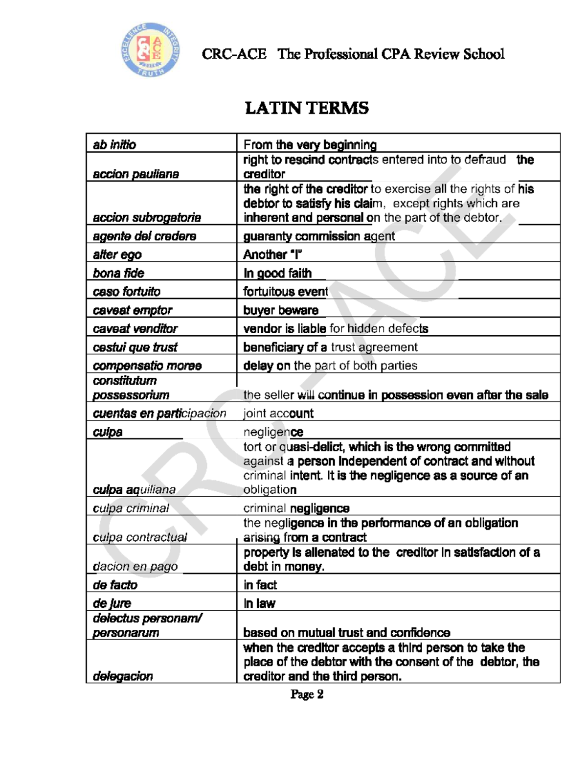 Latin-Terms - Wala - Accounting Information - Studocu