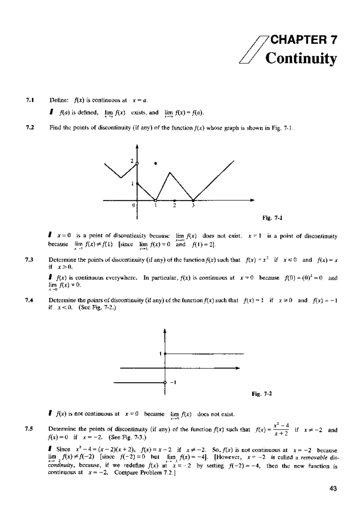 Calculus Continuity - CHAPTER 7 Continuity 7 Define: f(x) is continuous ...