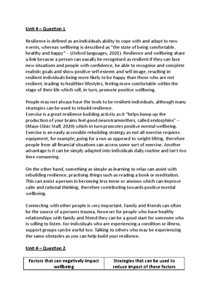 Unit 4 question 3 last1 - Okiwelu Onyelukachukwu Unit 4 : Mental health ...