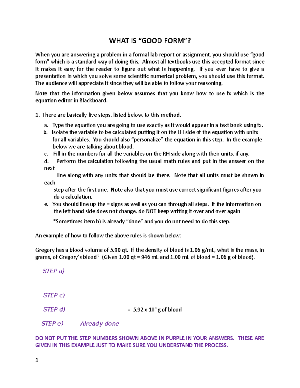 WHAT IS GOOD FORM 8 - study guide - WHAT IS “GOOD FORM”? When you are ...