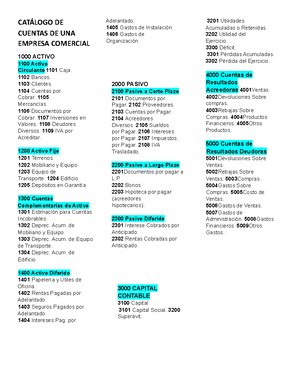 Catálogo DE Cuentas DE UNA Empresa DE Servicios - CATÁLOGO DE CUENTAS DE UNA EMPRESA DE ...