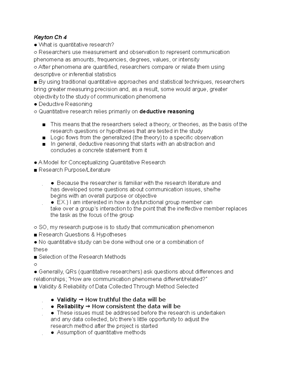 Textbook 2 - Keyton Ch 4 What is quantitative research? Researchers use ...