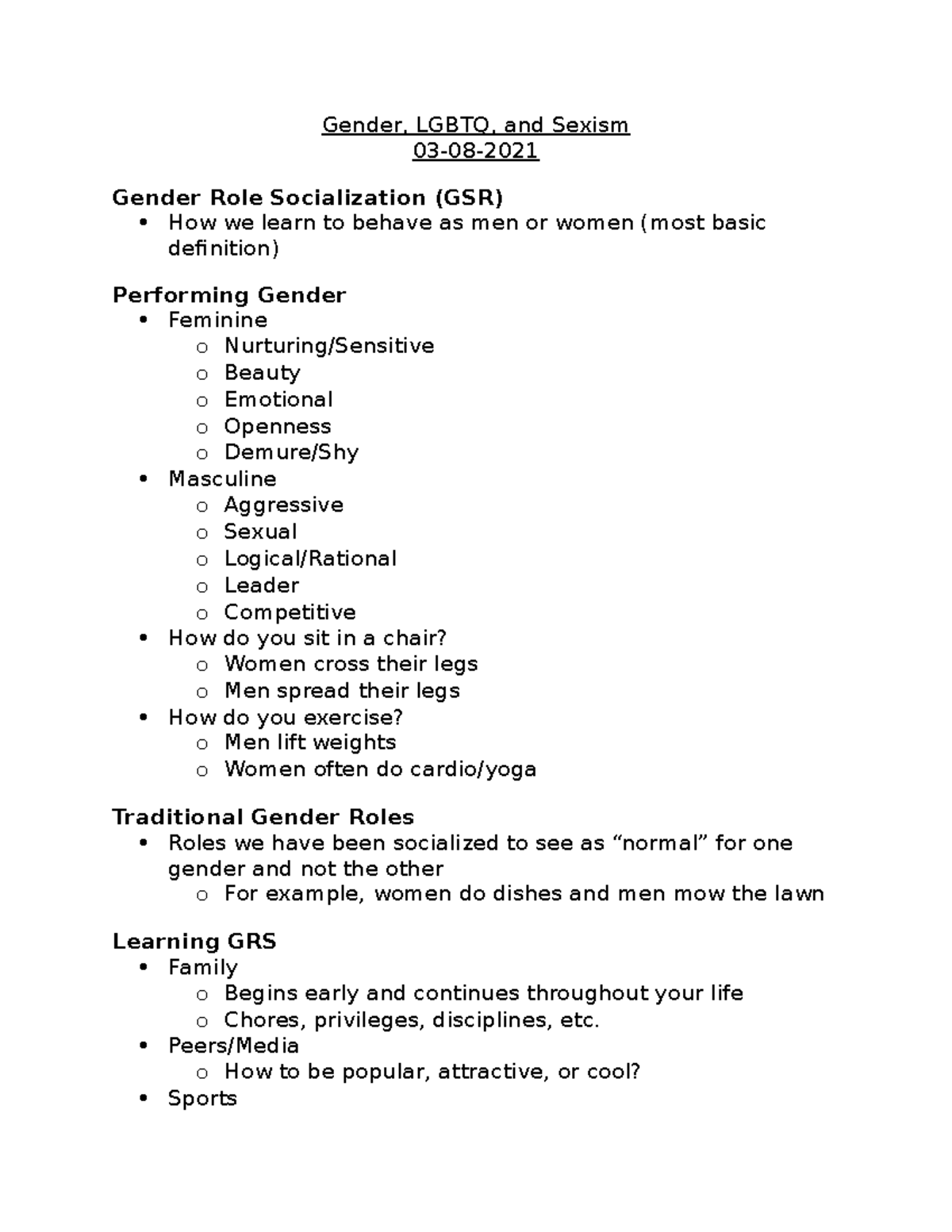 Stu Doc- Gender, Lgbtq, and Sexism - Gender, LGBTQ, and Sexism 03-08 ...