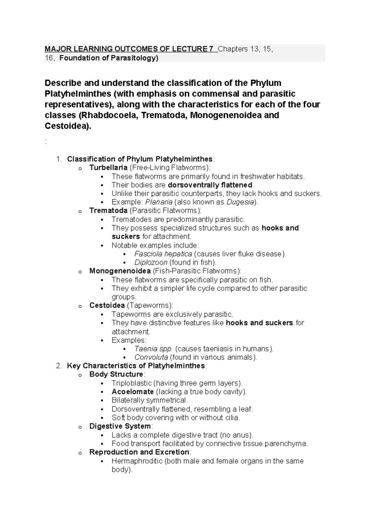 Major Learning Outcomes OF Lecture 7 - MAJOR LEARNING OUTCOMES OF ...