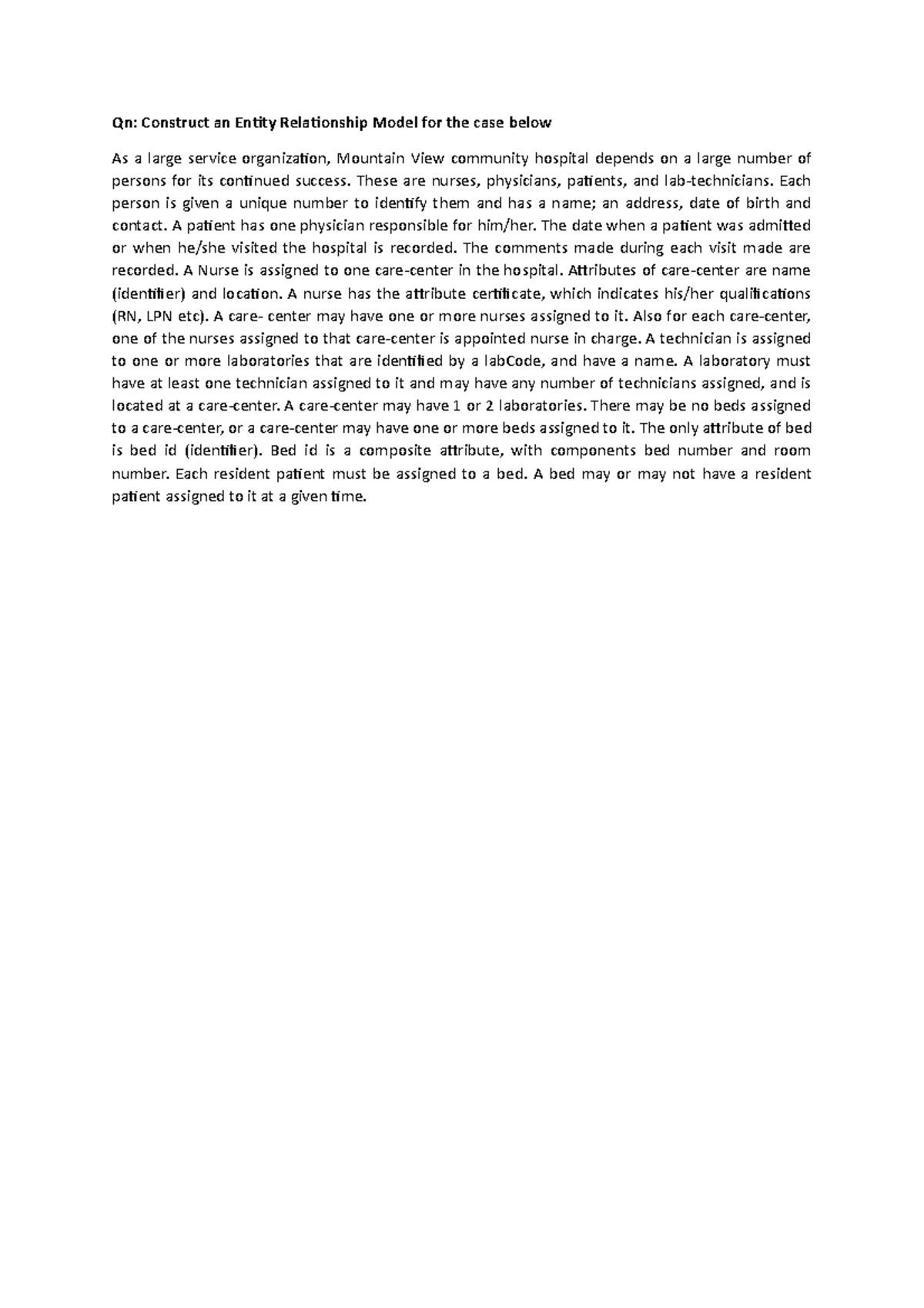 Discussion Case Study - research - Qn: Construct an Entity Relationship ...