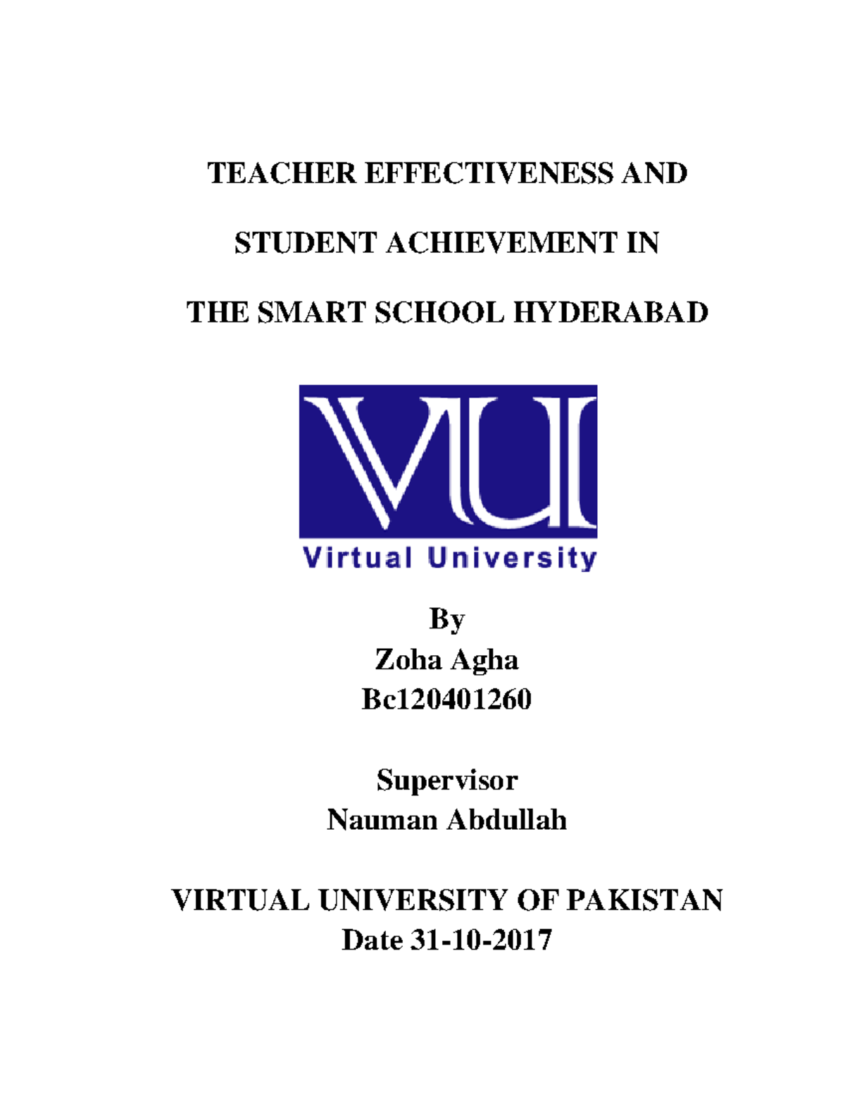 Edu thesis 2017 - Research project - VU - Studocu