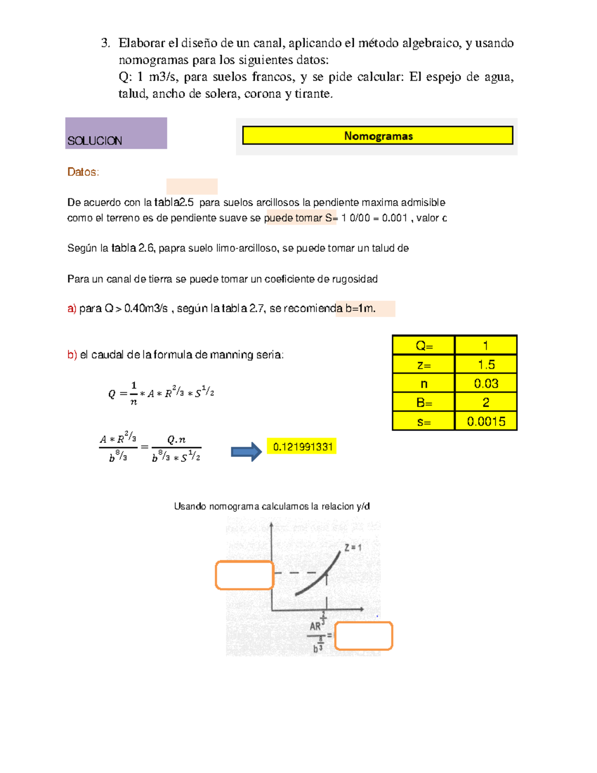 3y4 - EAAA - SOLUCION Datos: De acuerdo con la tabla2 para suelos ...