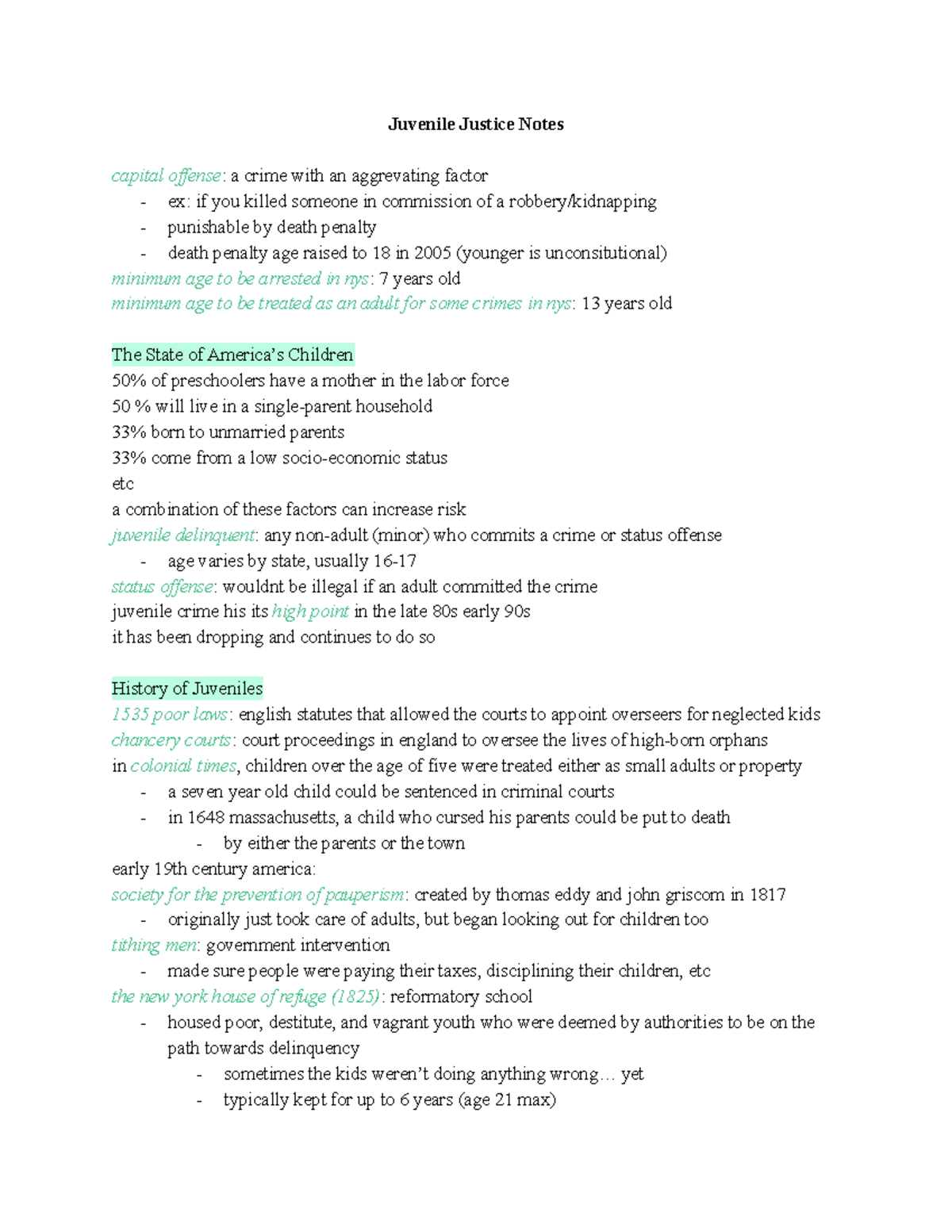 Juvenile Justice Notes - Juvenile Justice Notes capital offense : a ...