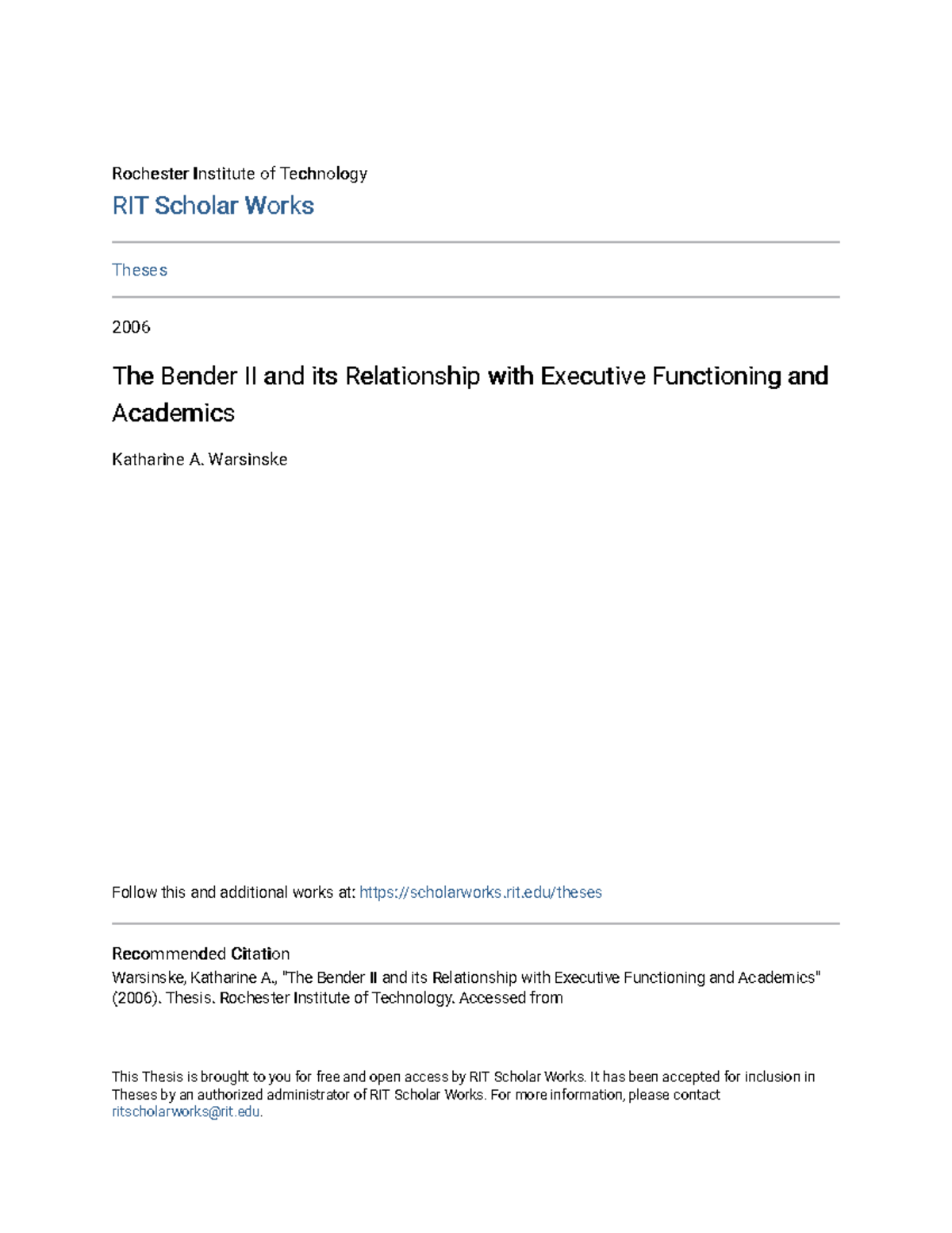The Bender II and its Relationship with Executive Functioning and ...