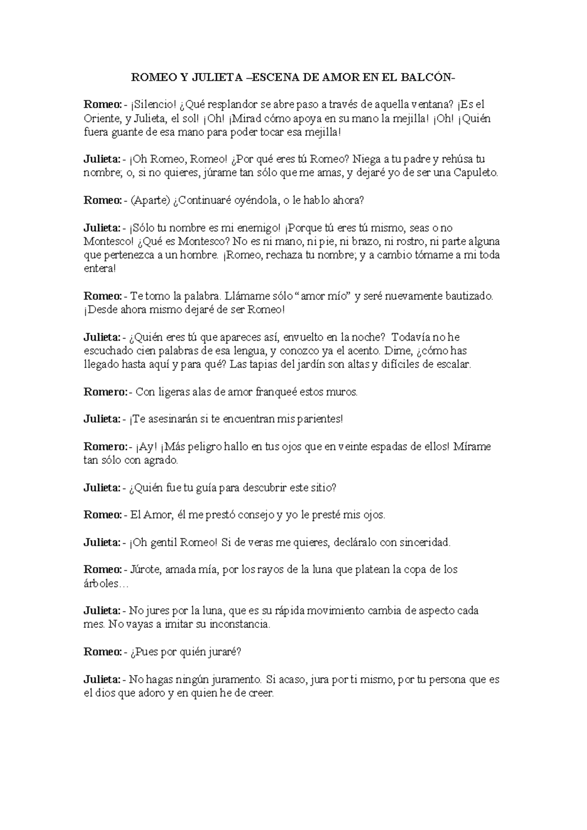 Romeo Y Julieta - ddd - ROMEO Y JULIETA –ESCENA DE AMOR EN EL BALCÓN ...