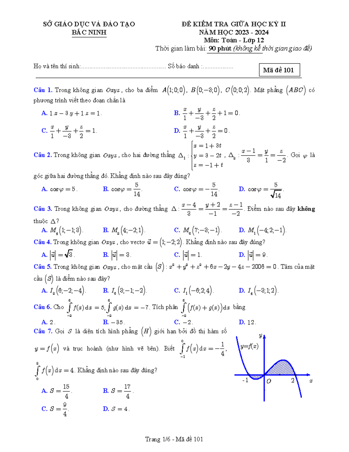 De kiem tra giua hoc ky 2 toan 12 nam 2023 2024 so gddt bac ninh - SỞ GIÁO DỤC VÀ ĐÀO TẠO BẮC ...