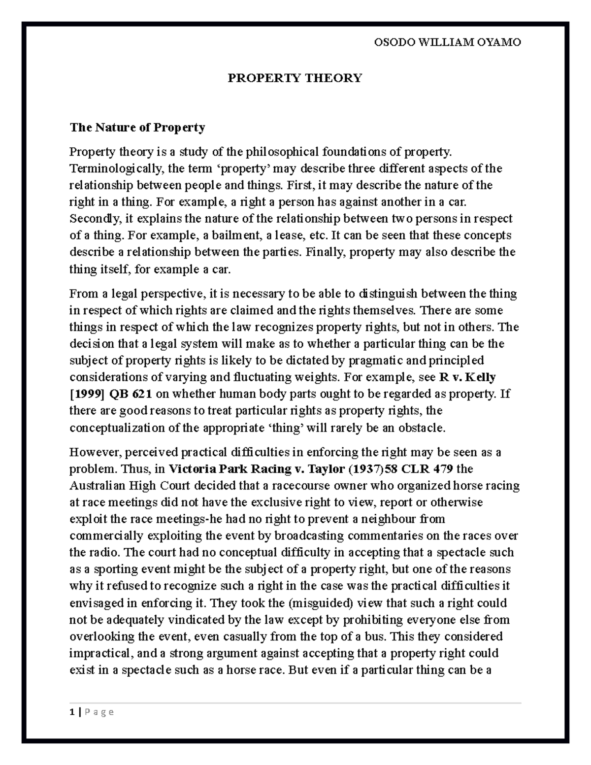 Property Theory One - PROPERTY THEORY The Nature of Property Property ...