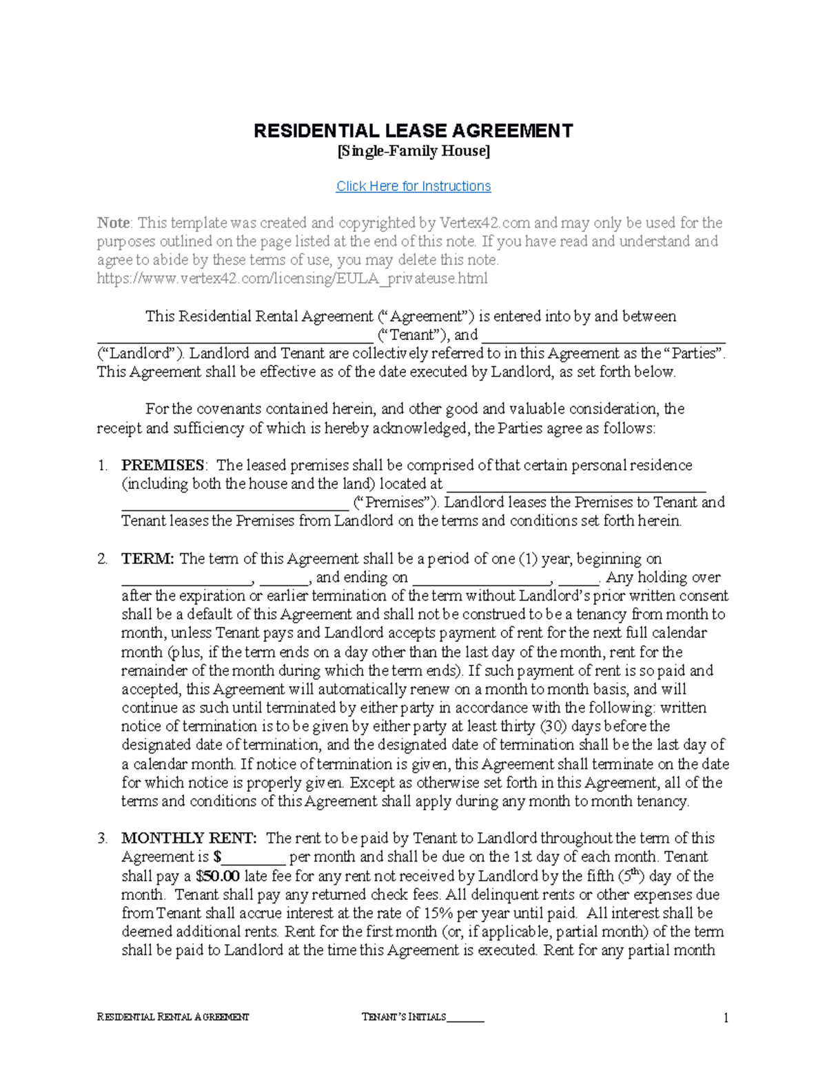 Residential-lease-agreement - RESIDENTIAL LEASE AGREEMENT [Single ...