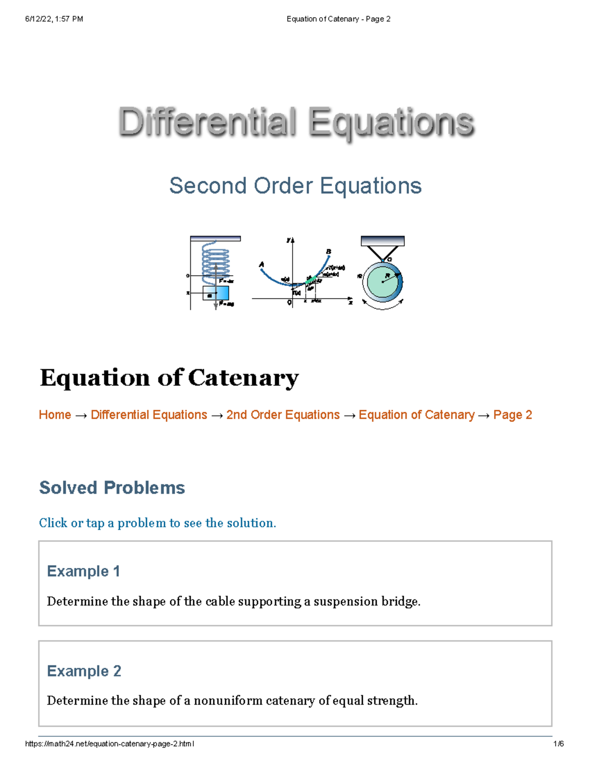 Catenary Lecture notes on mechanics - Differential ...
