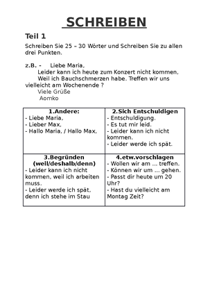 B1 Schreiben - 2020 - Modell - B1 Goethe – SCHREIBEN – 3 Aufgaben ...