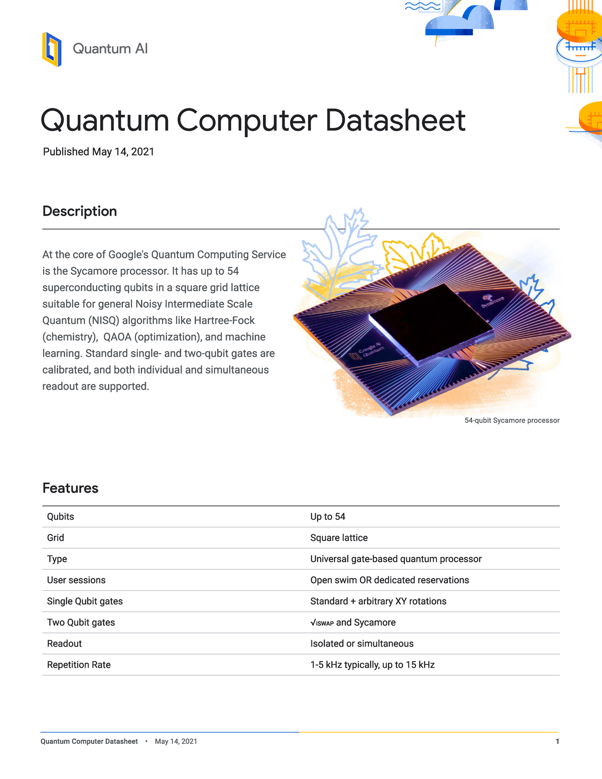 Datasheet - At the core of Google's Quantum Computing Serviceis the ...