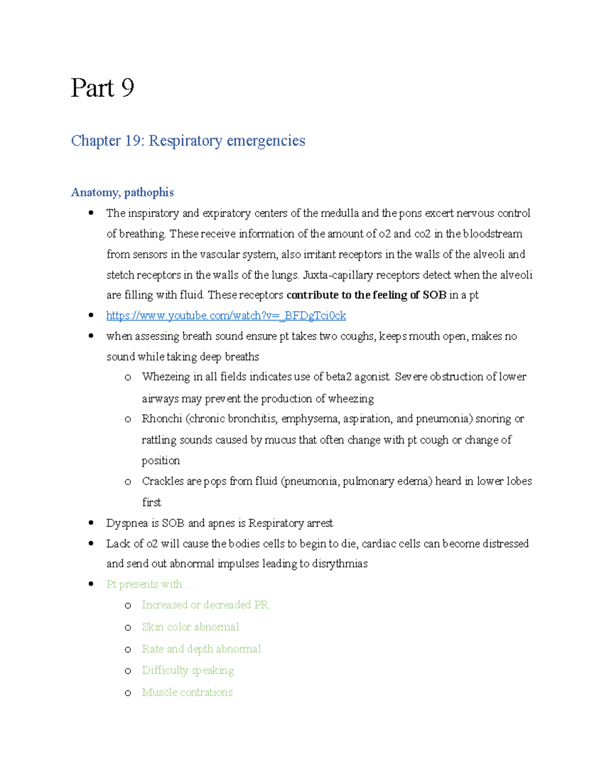 EMT Notes - Part 9 Chapter 19: Respiratory emergencies Anatomy ...