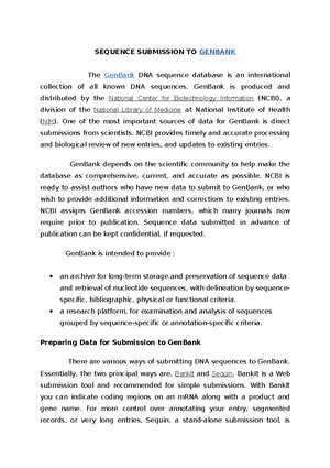 How To Blastguide - learn how to submit seqeunces - NCBI Handout Series | BLAST homepage & - Studocu