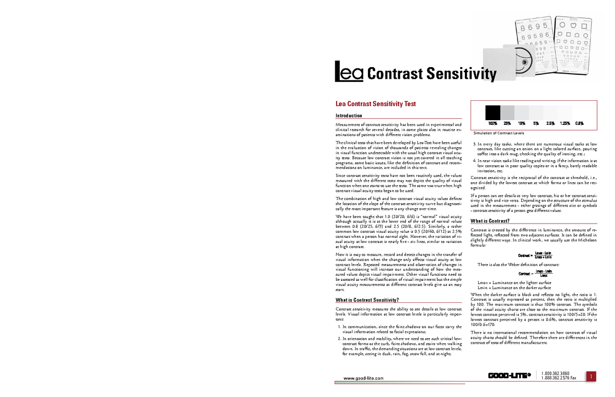 Contrast Sensitivity - 1. good-lite 1.888 Fax 1 Lea Contrast ...