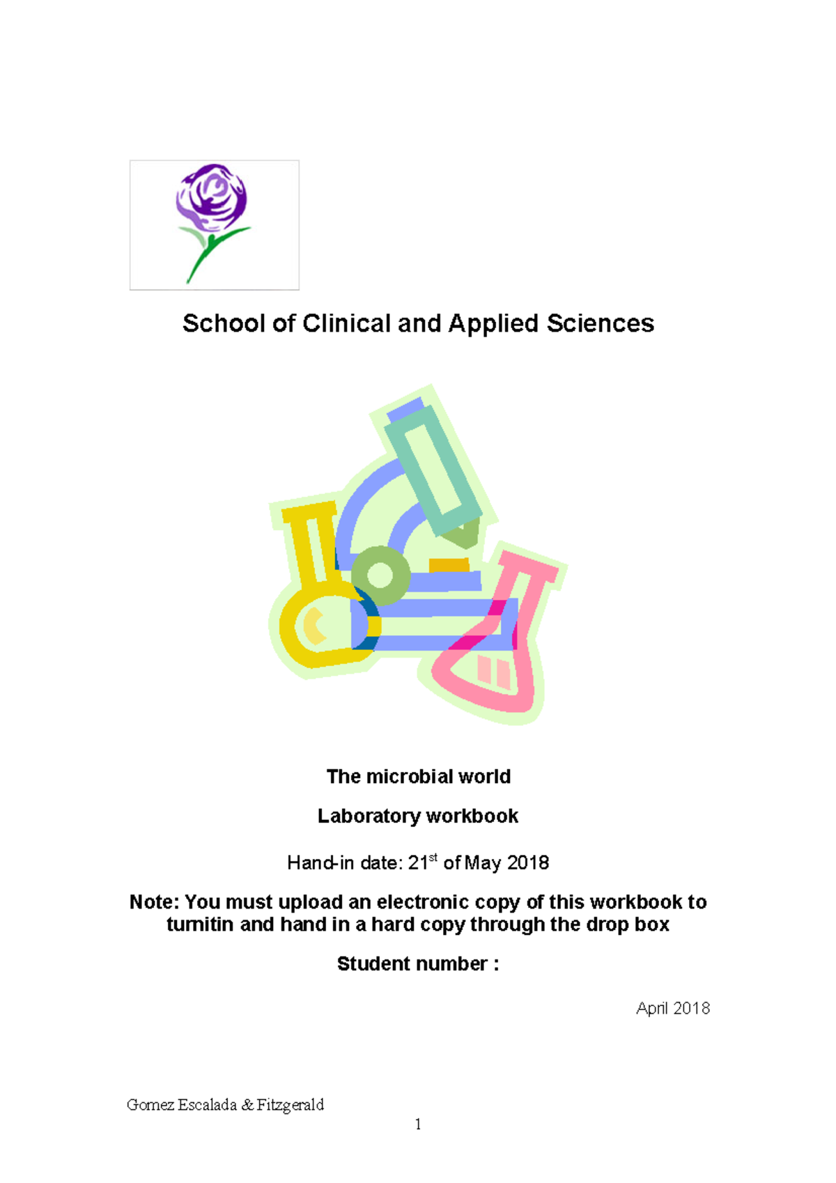 Lab/Work book 2 Assignment - School of Clinical and Applied Sciences ...