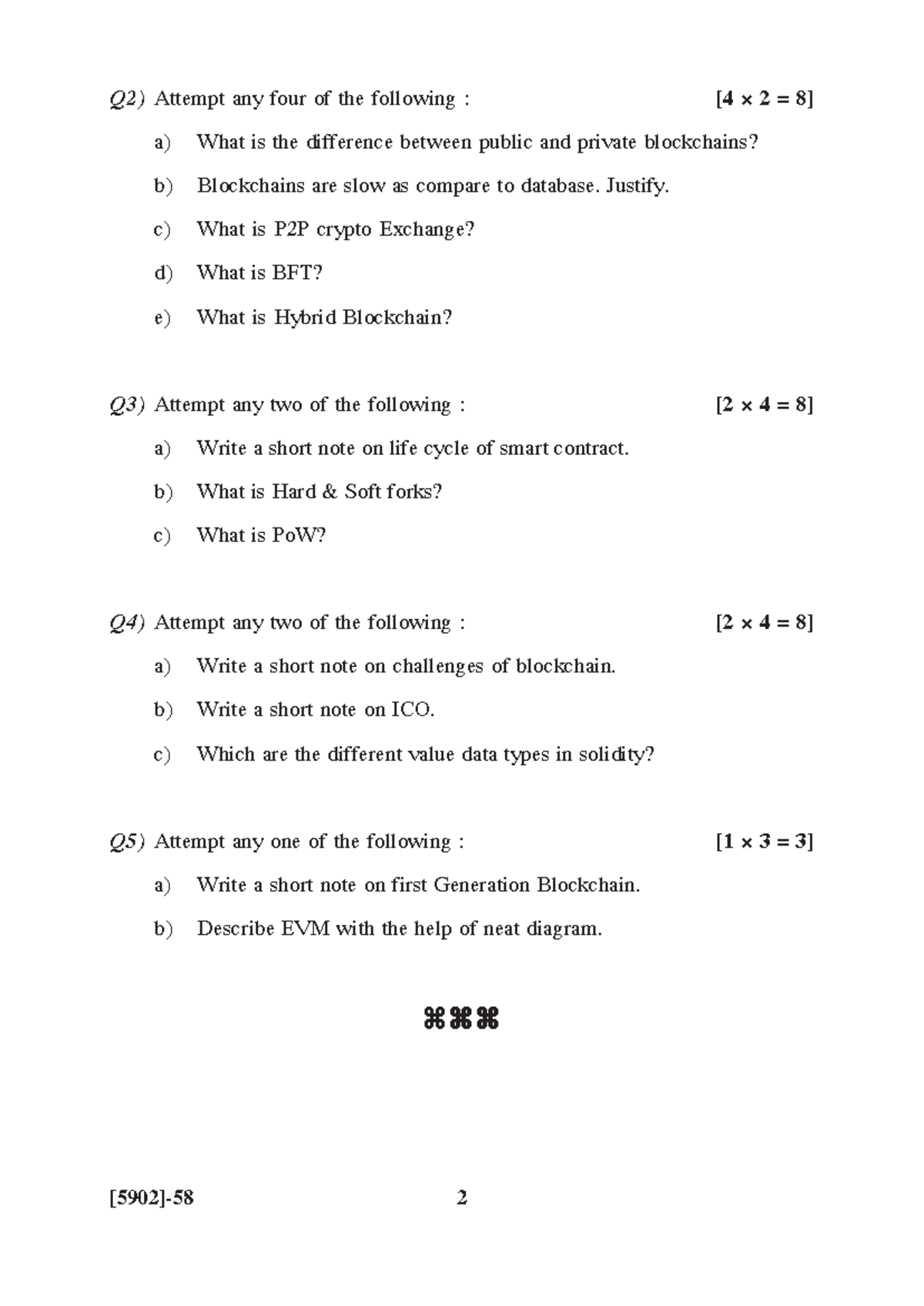 2017 B.SC ( Computer Science ) 2019 Pattern (2)-92-114 - [5902]-58 2 Q2) Attempt any four of the ...
