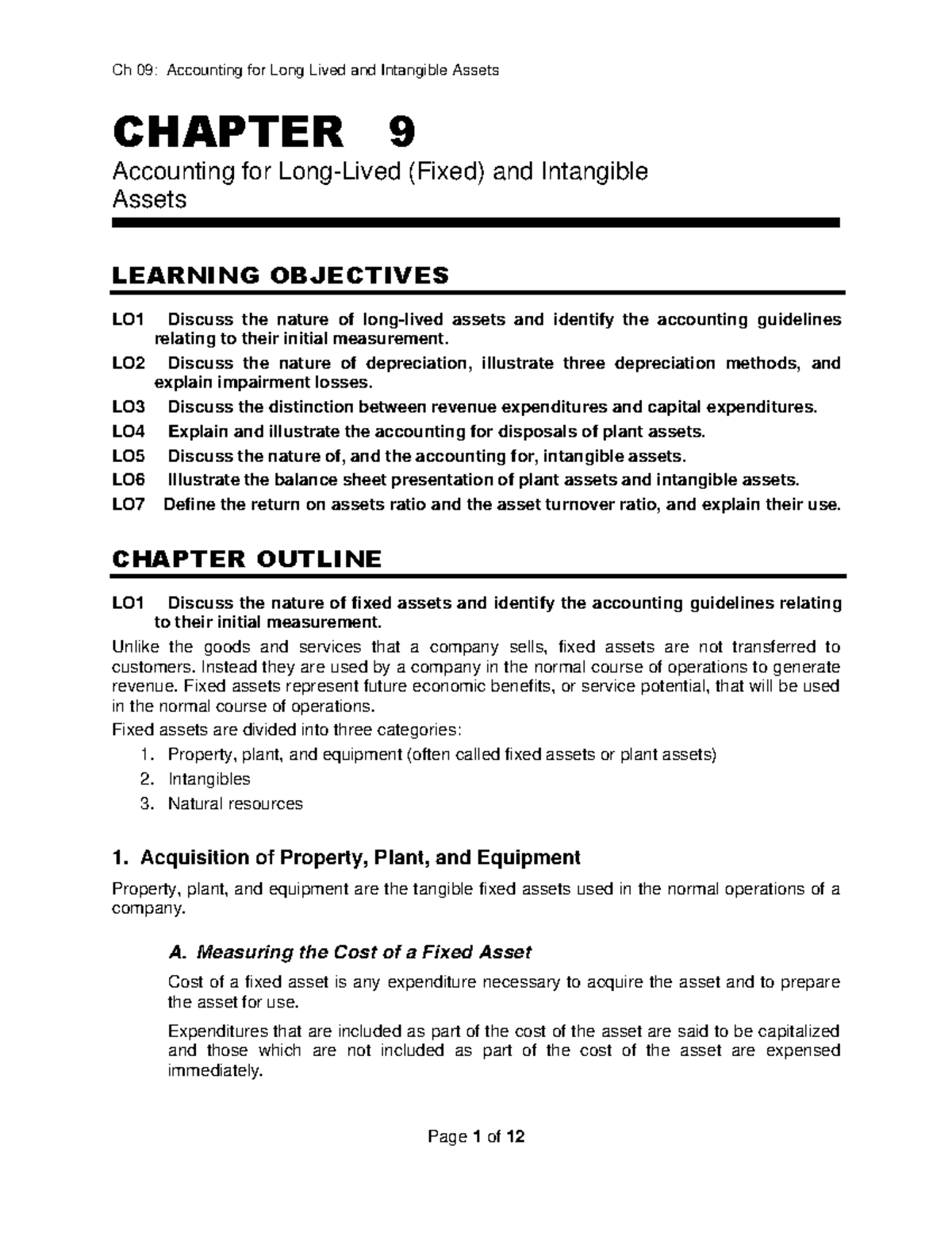 ACCT 2300 Chapter 09 lecture notes - CHAPTER 9 Accounting for Long ...