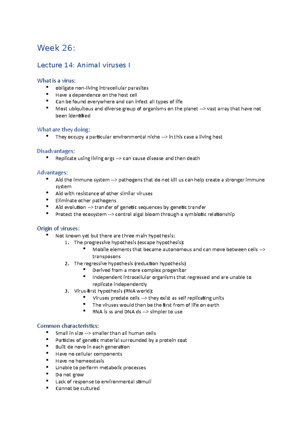 Introduction to microbiology notes W5 - Week 26: Lecture 14: Animal ...