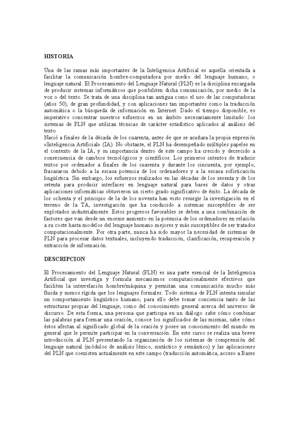 PLN2(2005-II) - mate - HISTORIA Una de las ramas más importantes de la ...