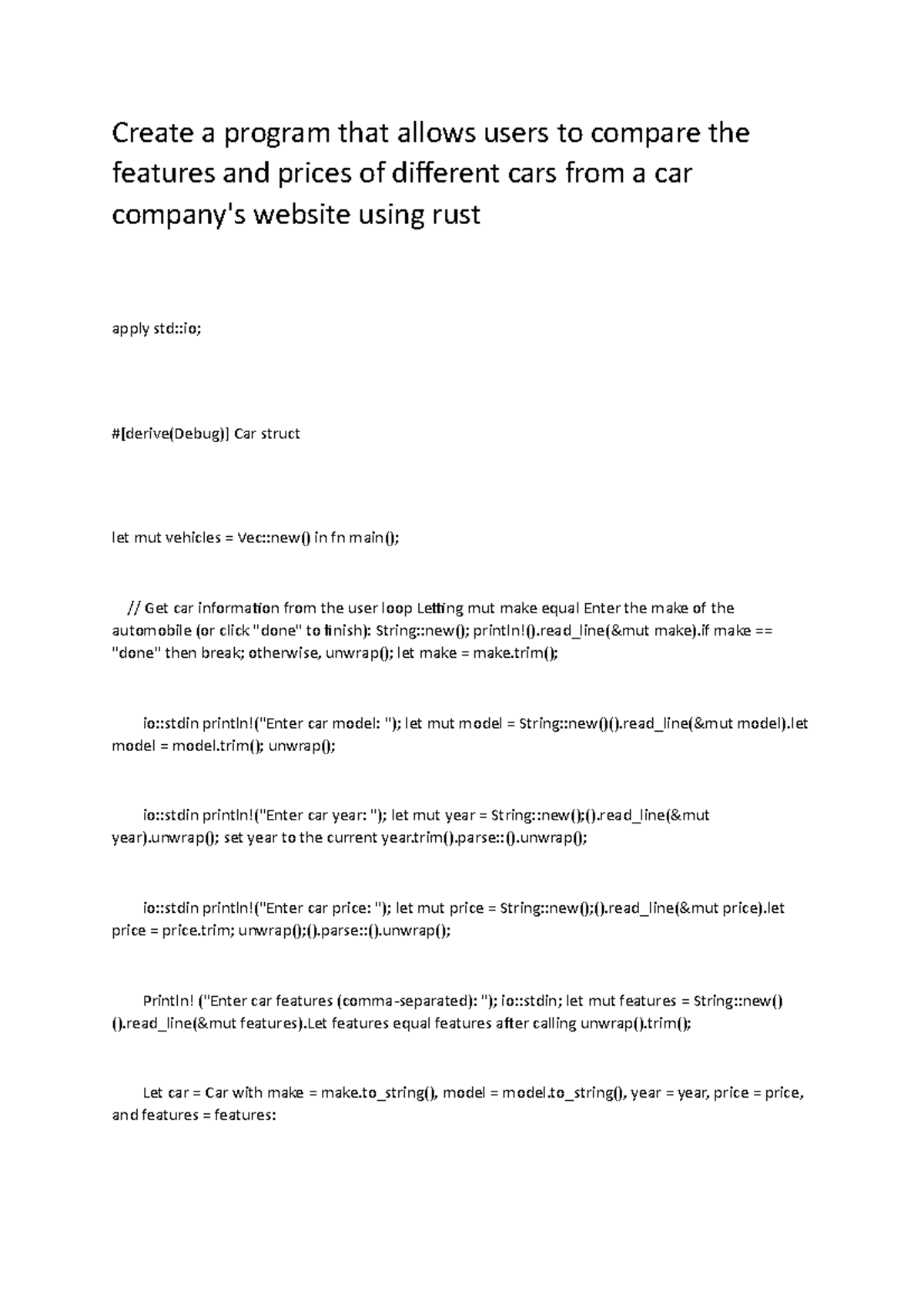 Comp6076-compare 08-rust - Create a program that allows users to compare the features and prices ...
