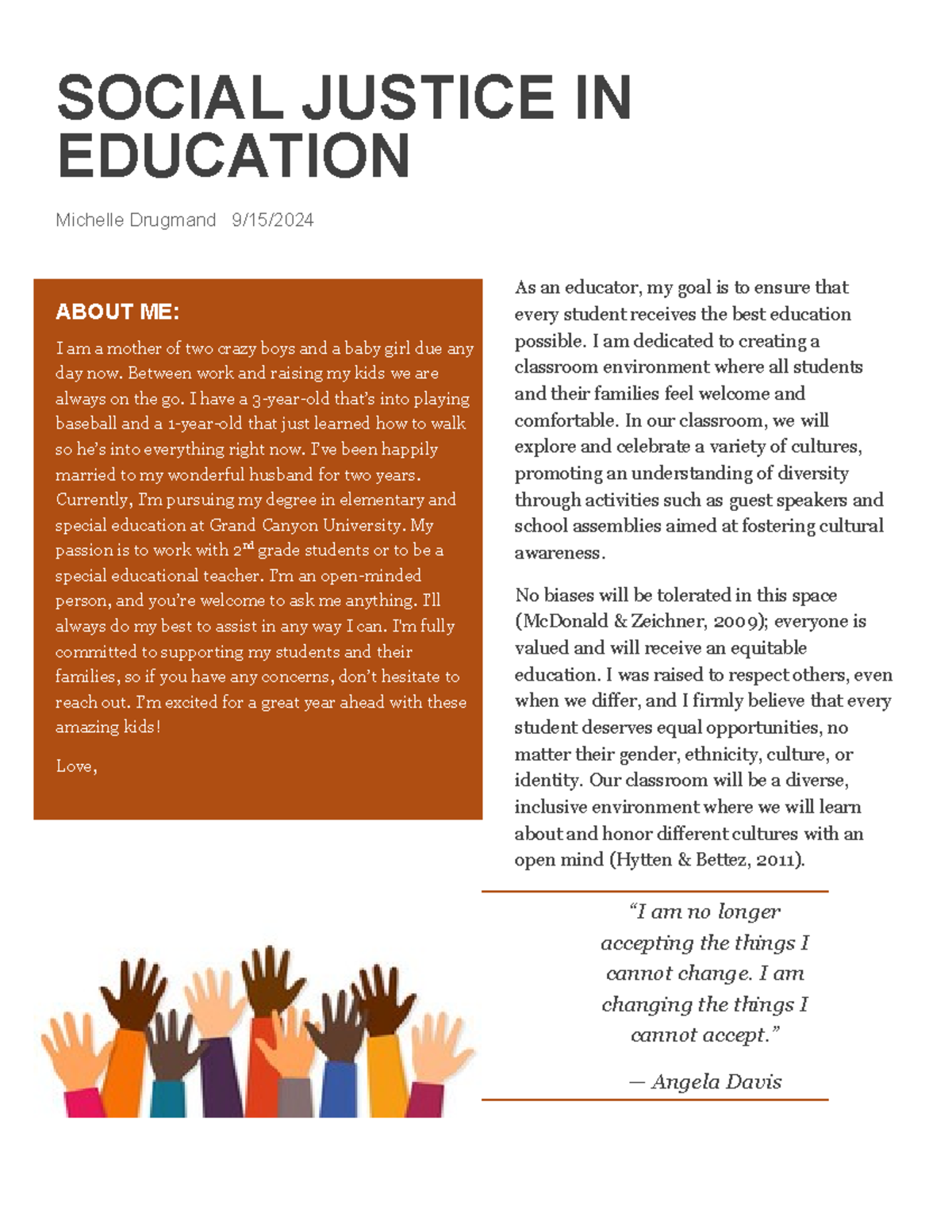 Social Justice Newsletter MD 1 - SOCIAL JUSTICE IN EDUCATION Michelle ...