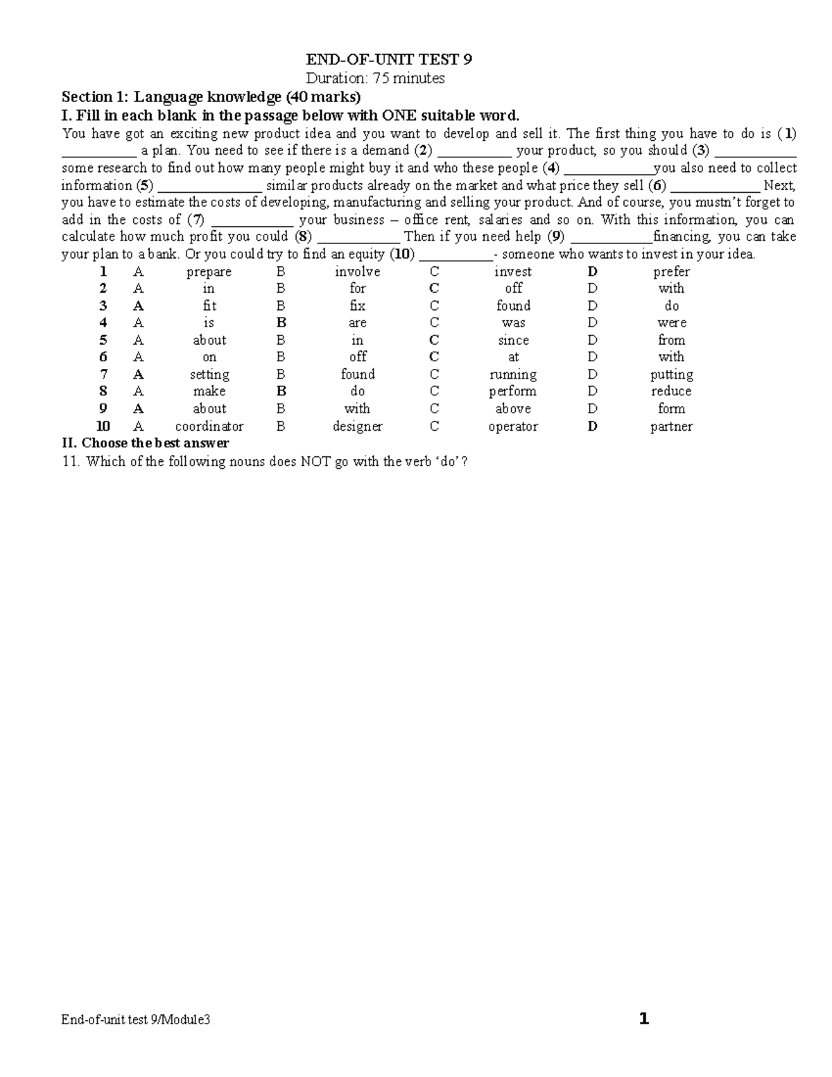 END OF UNIT TEST UNIT 9 - thank you for seing - END-OF-UNIT TEST 9 ...