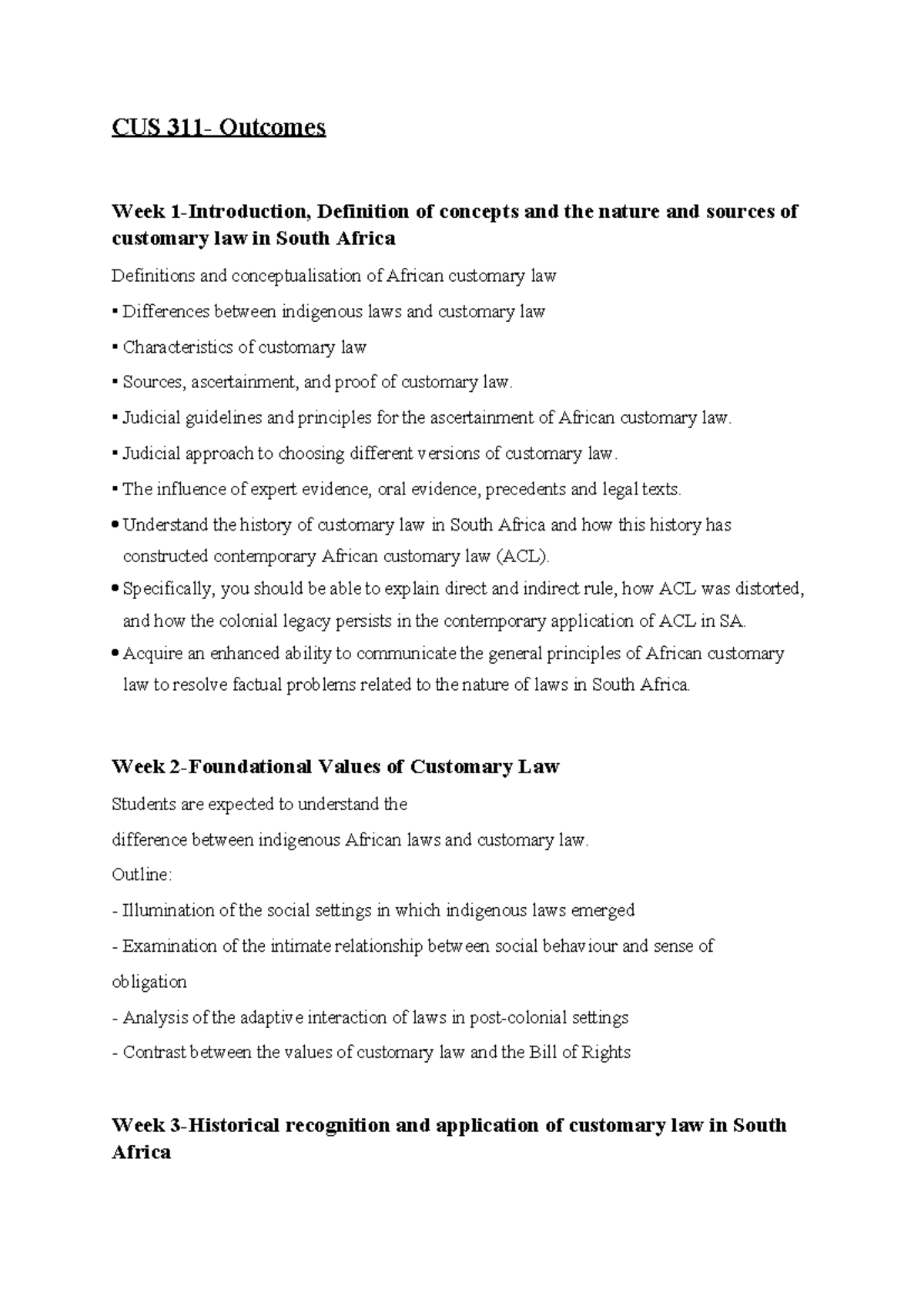 CUS 311 Outcomes - CUS 311- Outcomes Week 1-Introduction, Definition of ...
