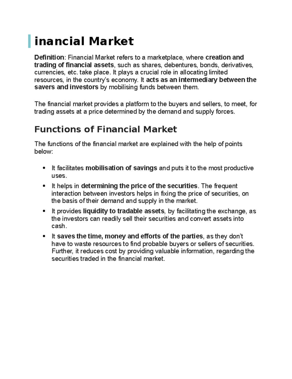 Introduction to financial markets - inancial Market Definition ...
