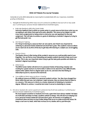 SNHU 107 Module Five Journal Template - SNHU 107 Module Five Journal ...