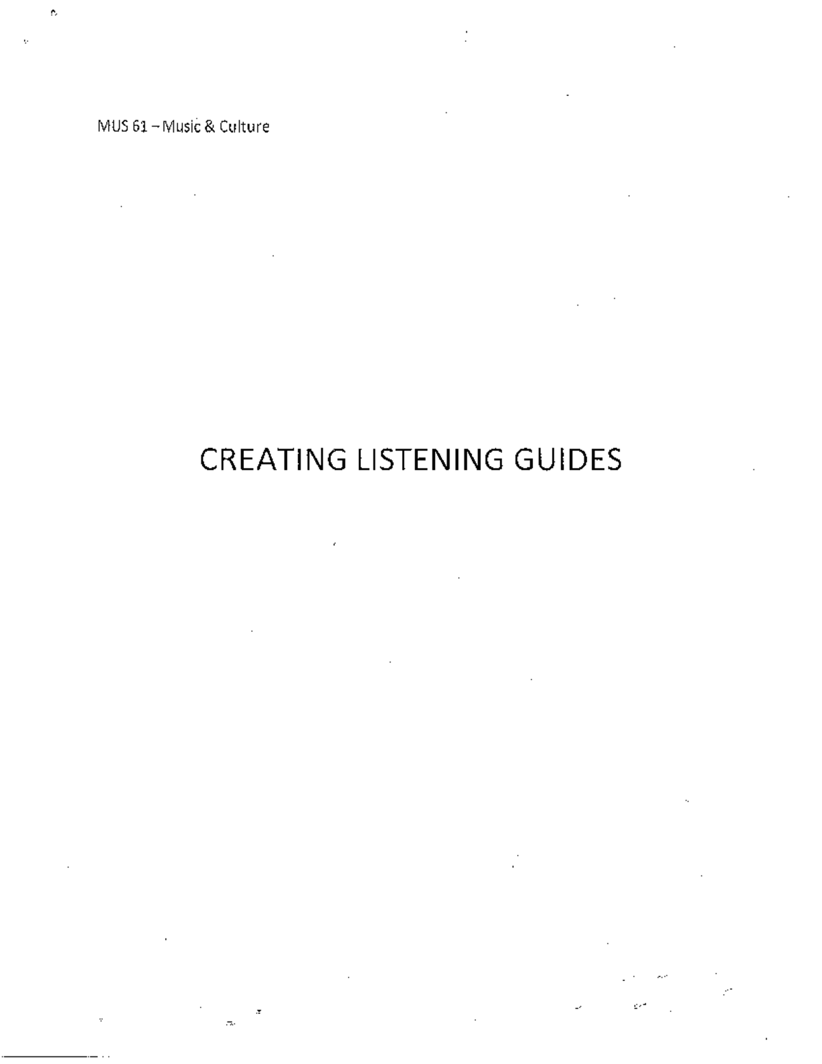 Creating Listening Guides - MUS 4 - Studocu