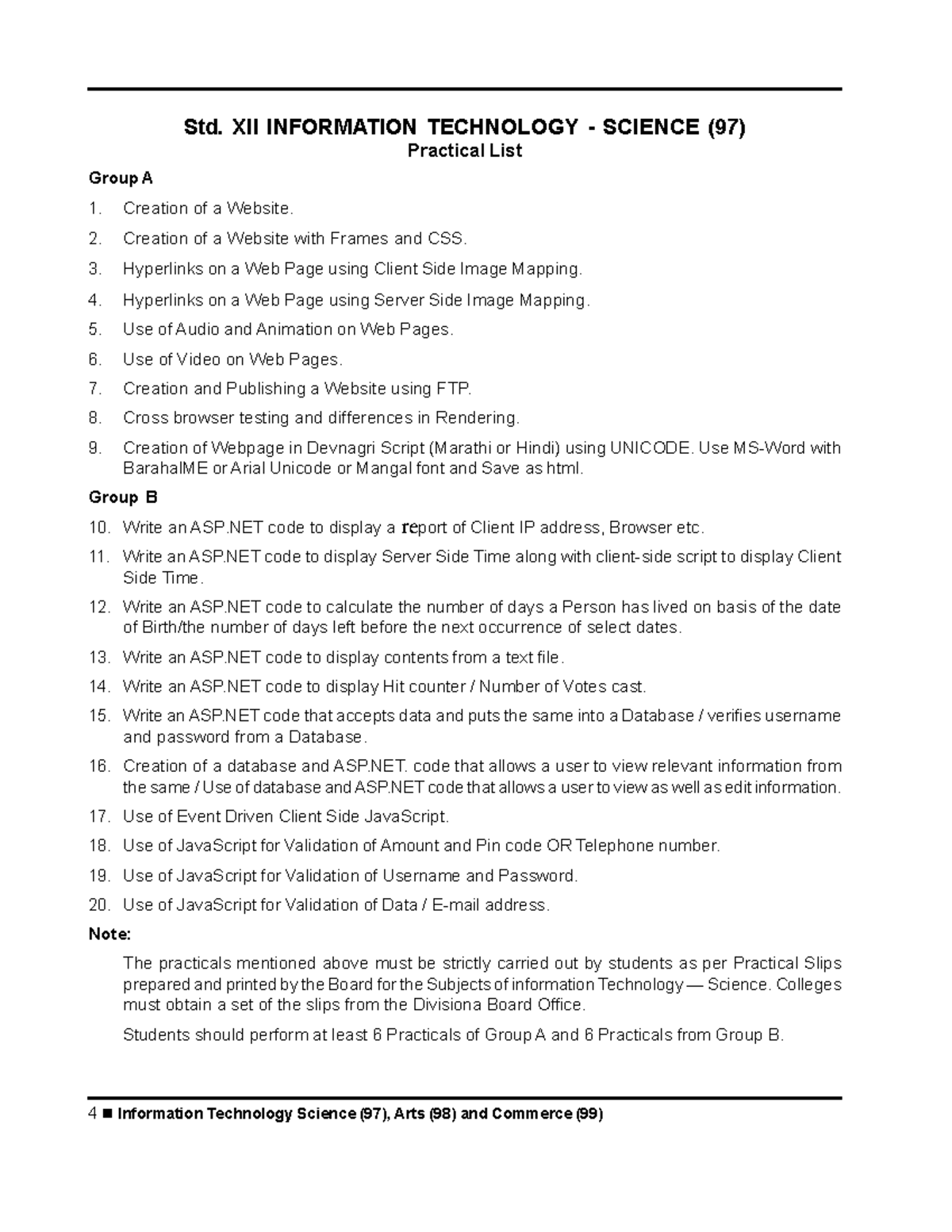 Science HSC IT Practical Questions - 4 n Information Technology Science ...