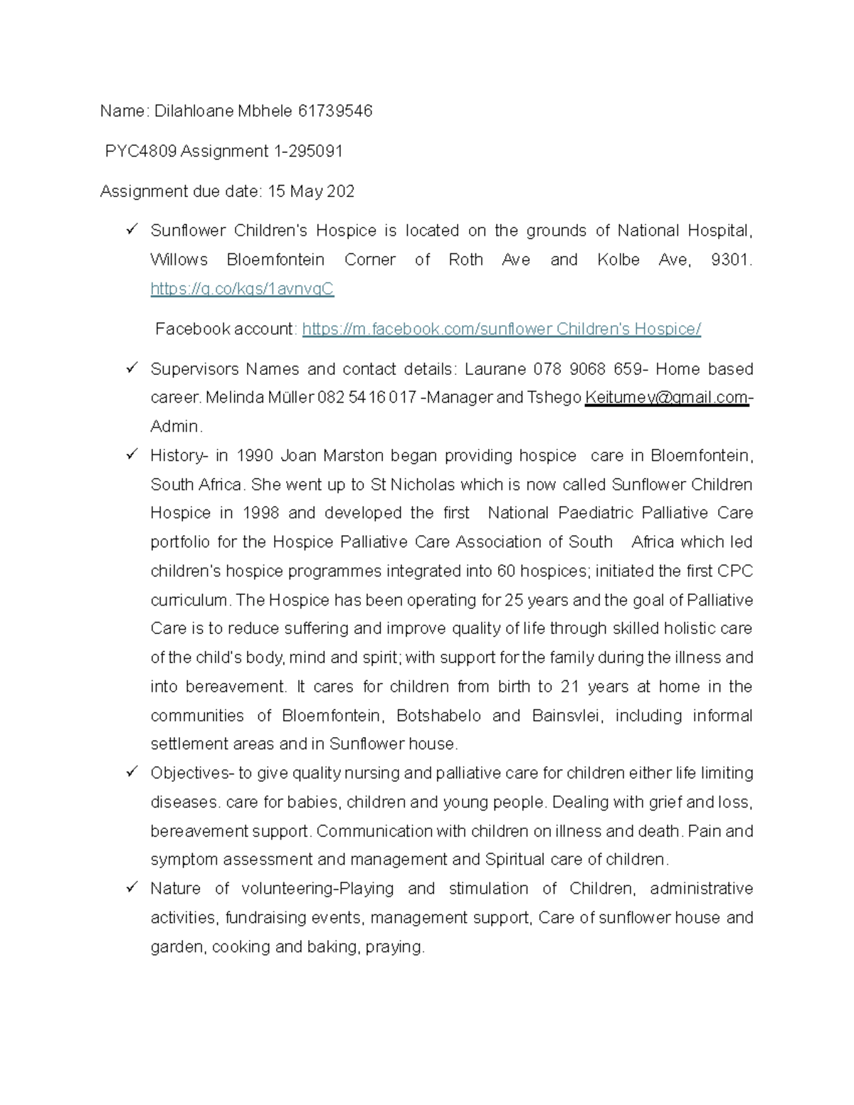 assignment 1 PYC4809 - Name: Dilahloane Mbhele 61739546 PYC4809 Assignment 1- 295091 Assignment ...