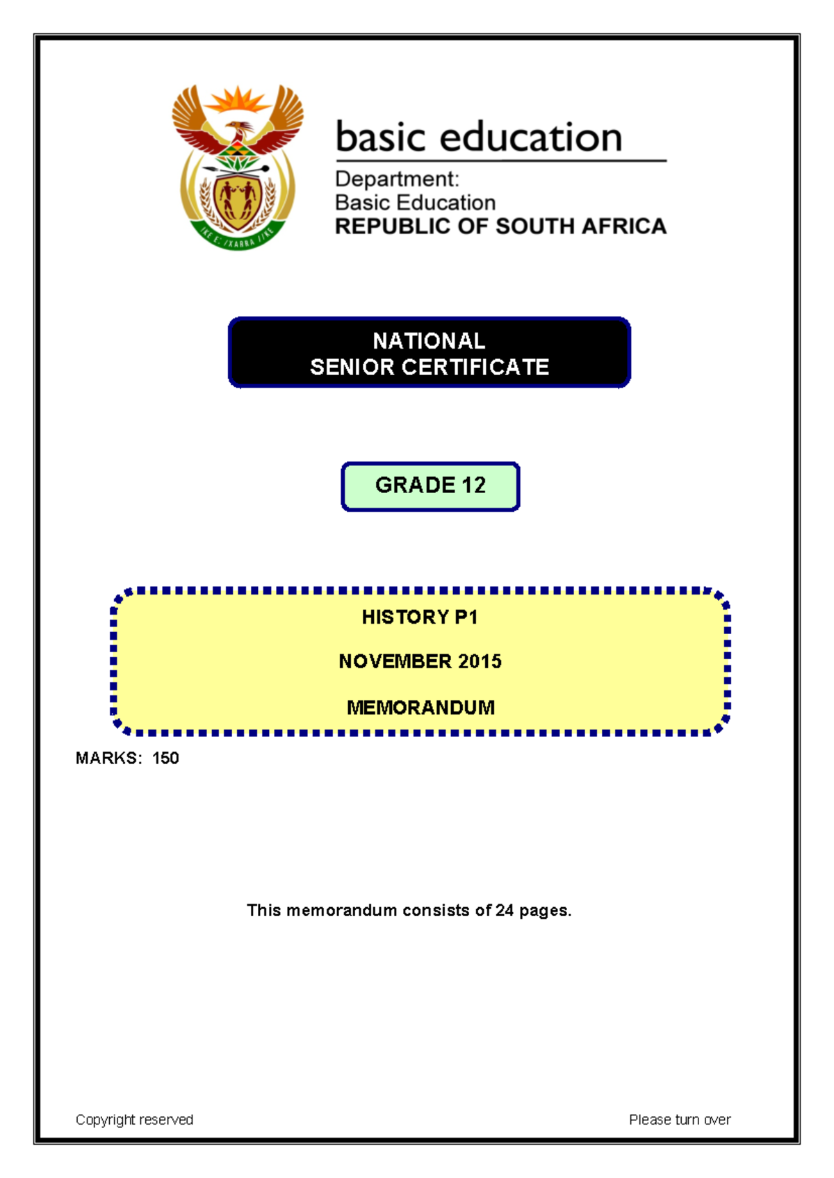 NSC practice Revision 2024 grade 12 - MARKS: 150 This memorandum ...