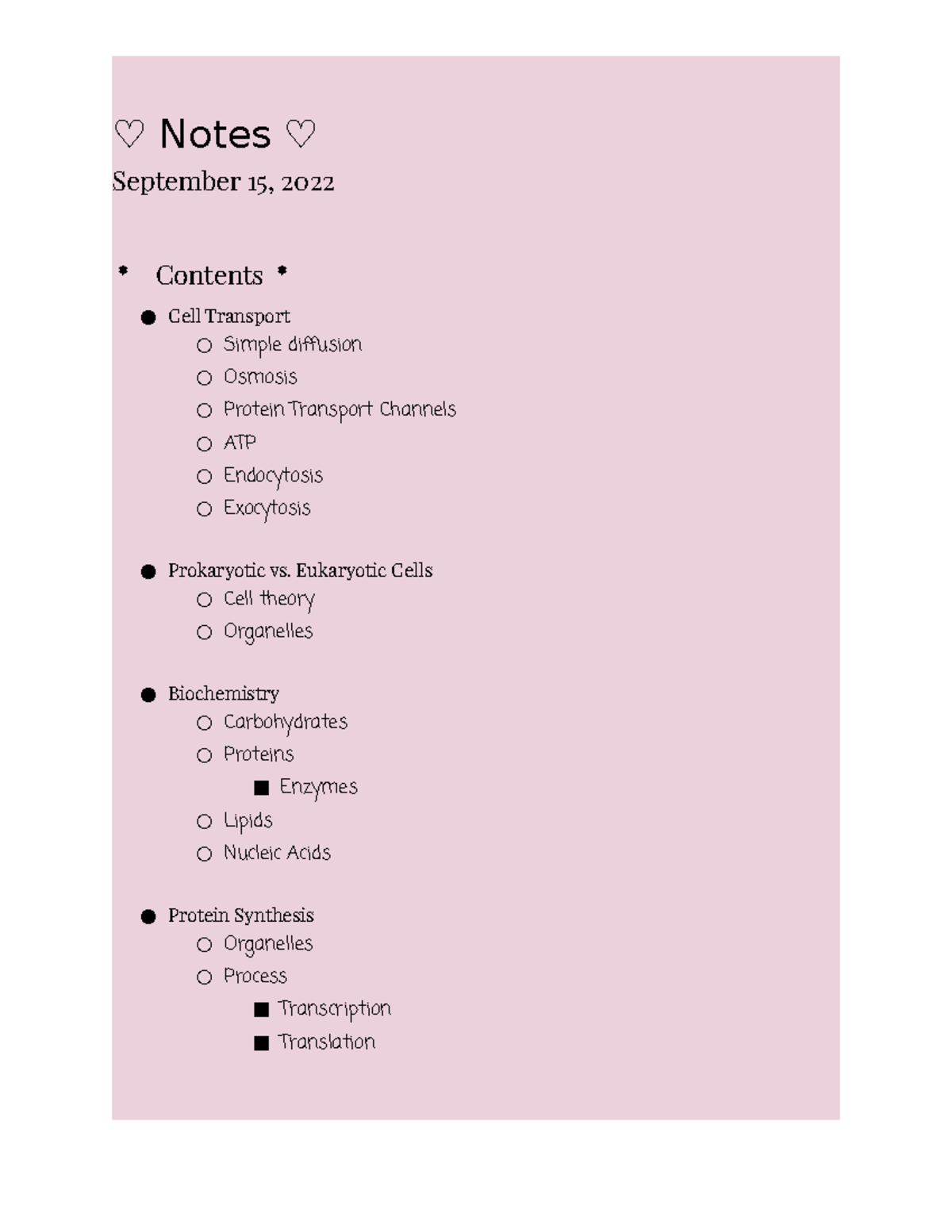Biology Notes ♡ - Studocu