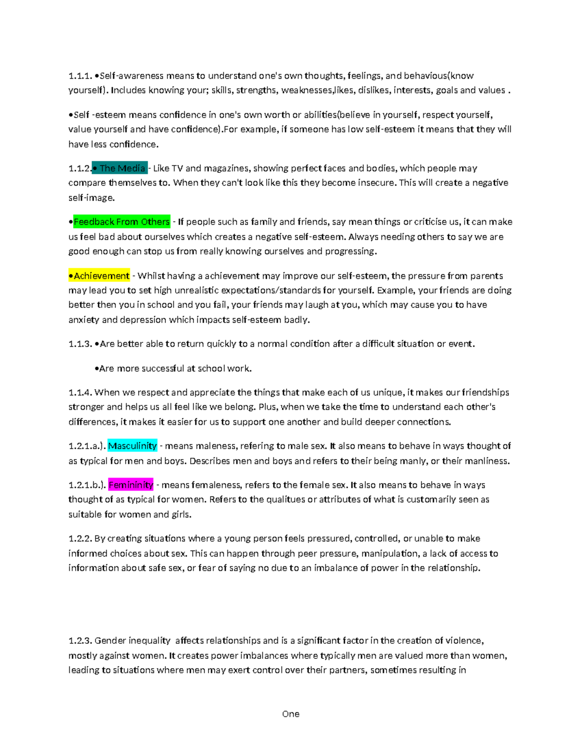 1.1.1. •Self-aw-WPS Office - 1.1. •Self-awareness means to understand ...