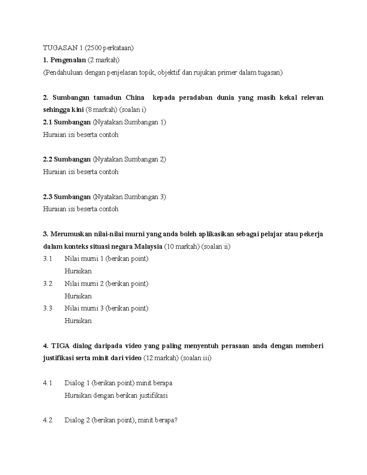 Cadangan Format Tugasan - TUGASAN 1 (2500 perkataan) 1. Pengenalan (2 ...