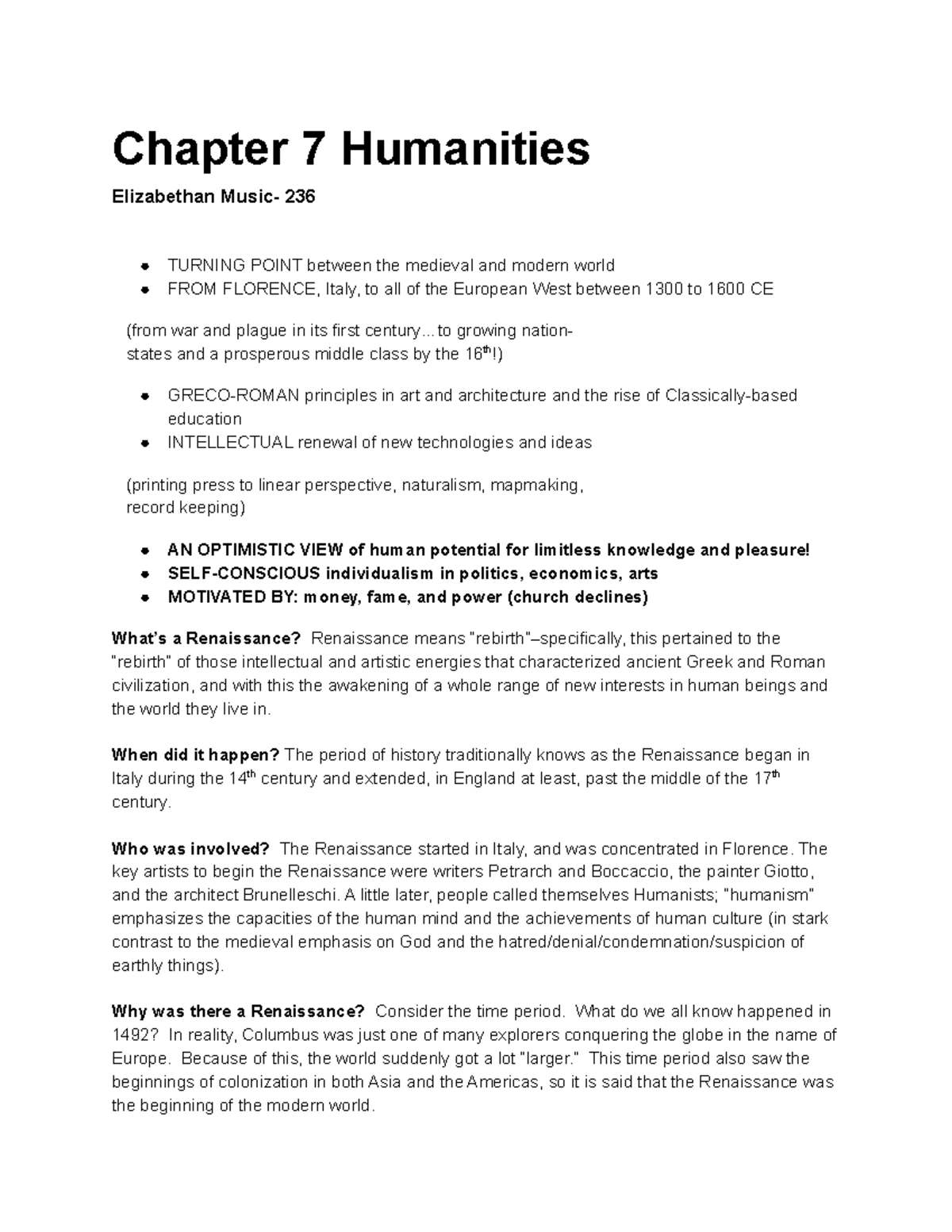 Humanities 101 Chap 7 - Chapter 7 Humanities Elizabethan Music- 236 TURNING POINT between the ...