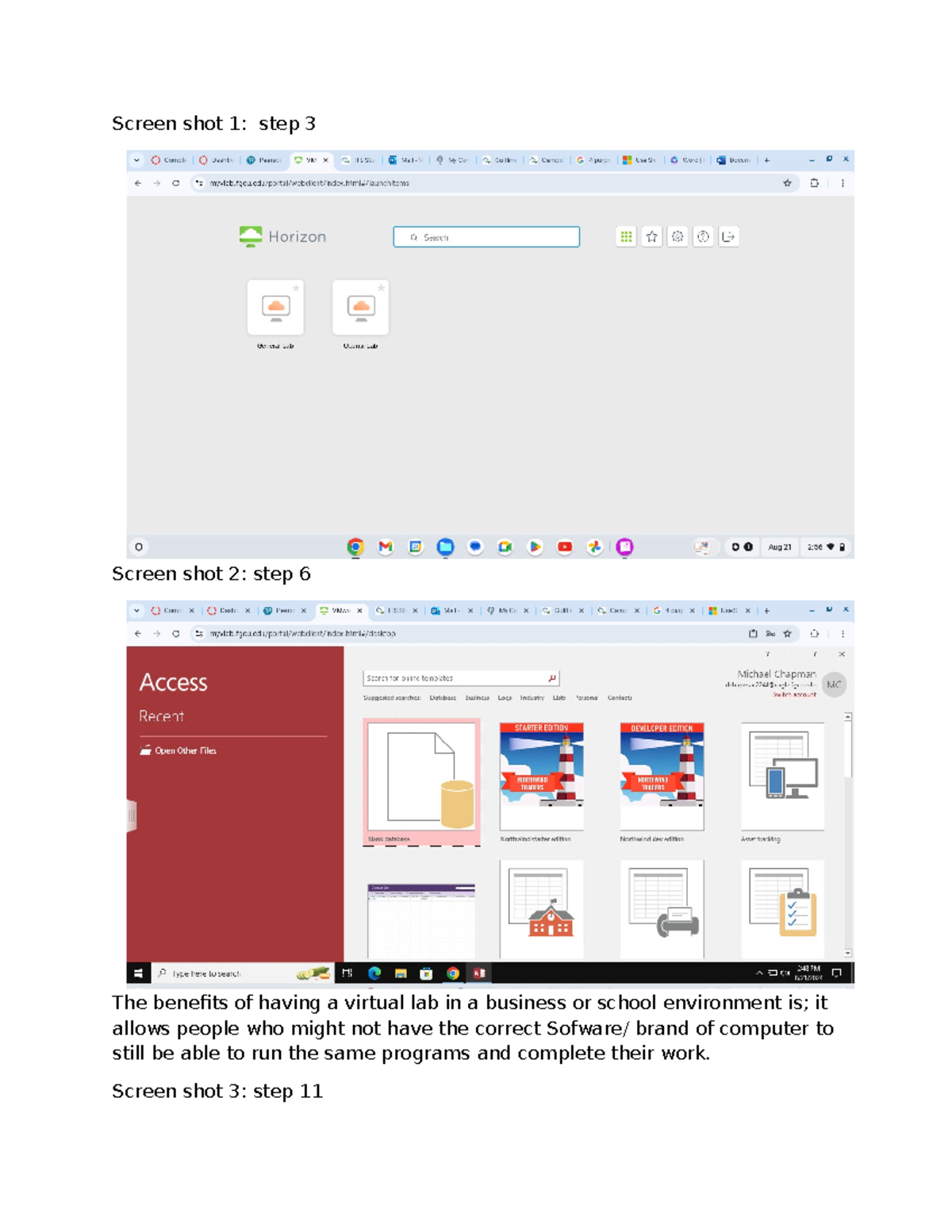 Virtual Lab Assignment Bsc 1010c Screen Shot 1 Step 3 Screen Shot 2 Step 6 The Benefits Of