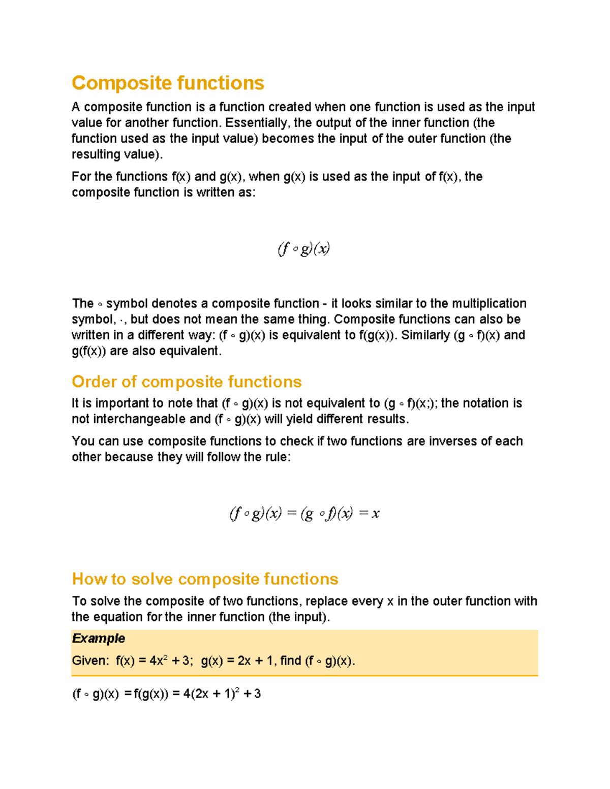 Composite functions - sfsadasd - Composite functions A composite ...